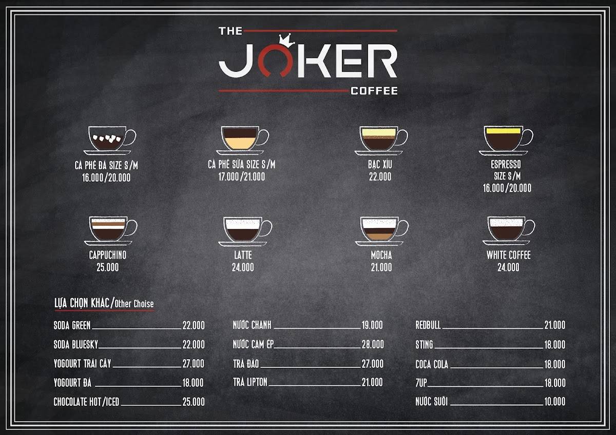 Menu at THE JOKER COFFEE, Bien Hoa