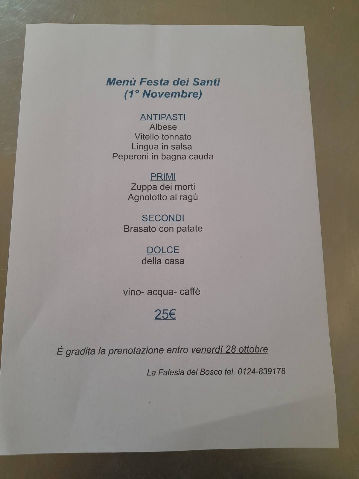 Menu da La Falesia Del Bosco bar ristorante pizzeria, Italia, Frazione ...