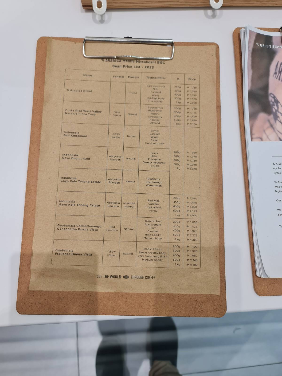 Menu at % Arabica Manila Mitsukoshi BGC cafe, Taguig