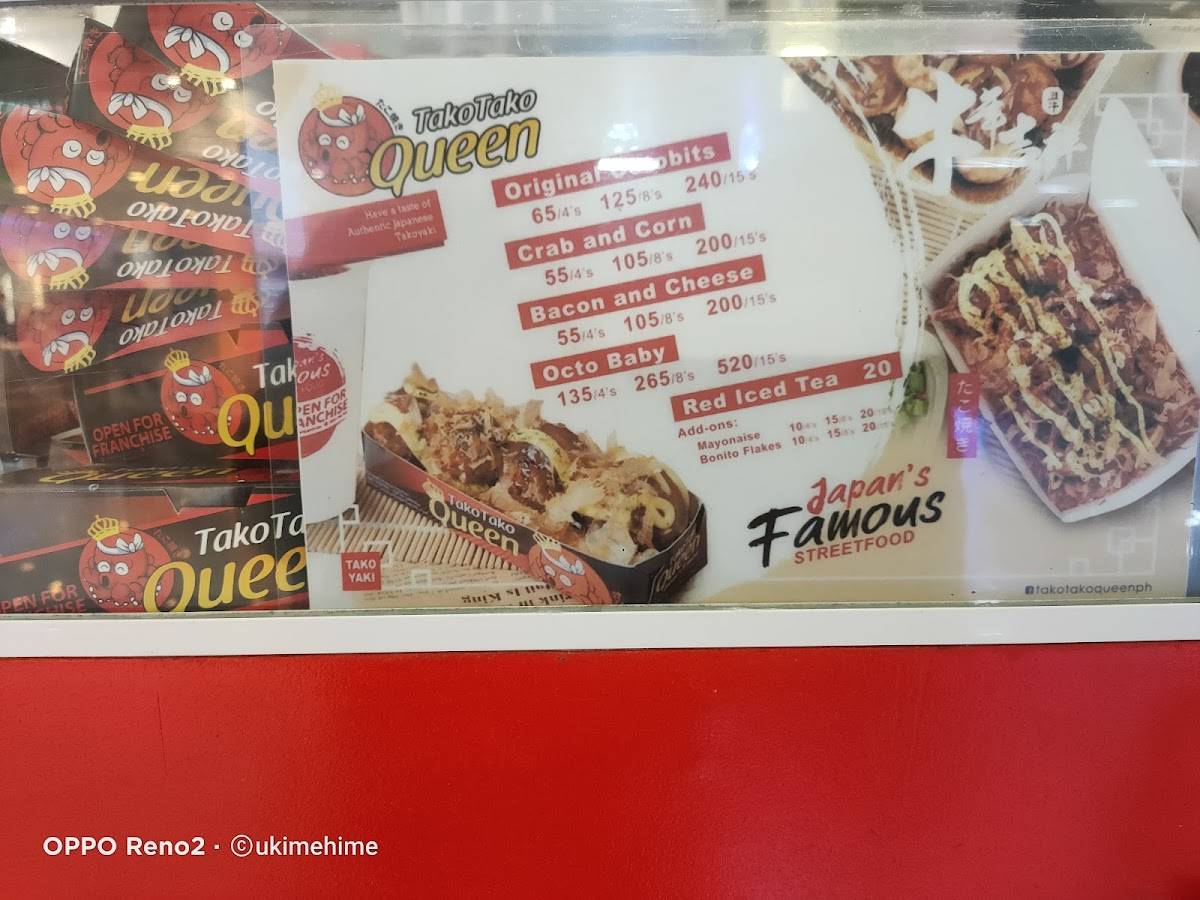 Menu at Tako Tako Queen General Santos restaurant, General Santos City
