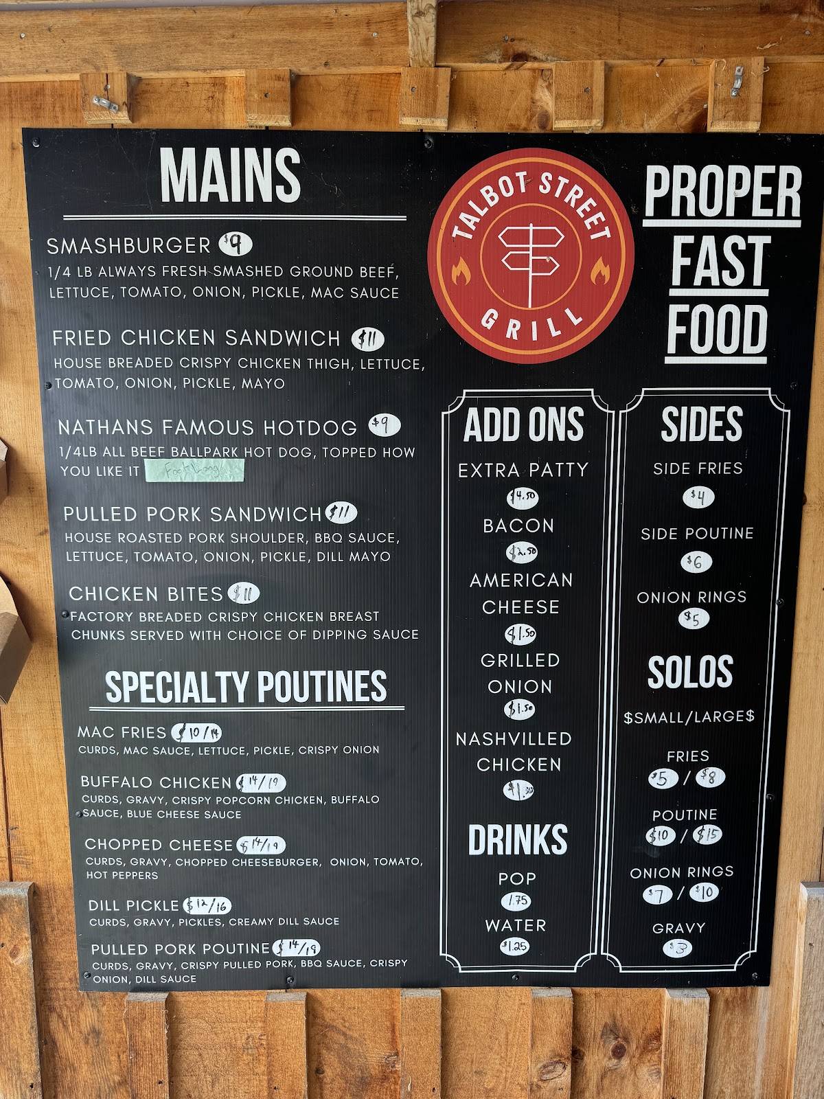 Menu at Talbot Street Grill - Cayuga Location restaurant, Cayuga