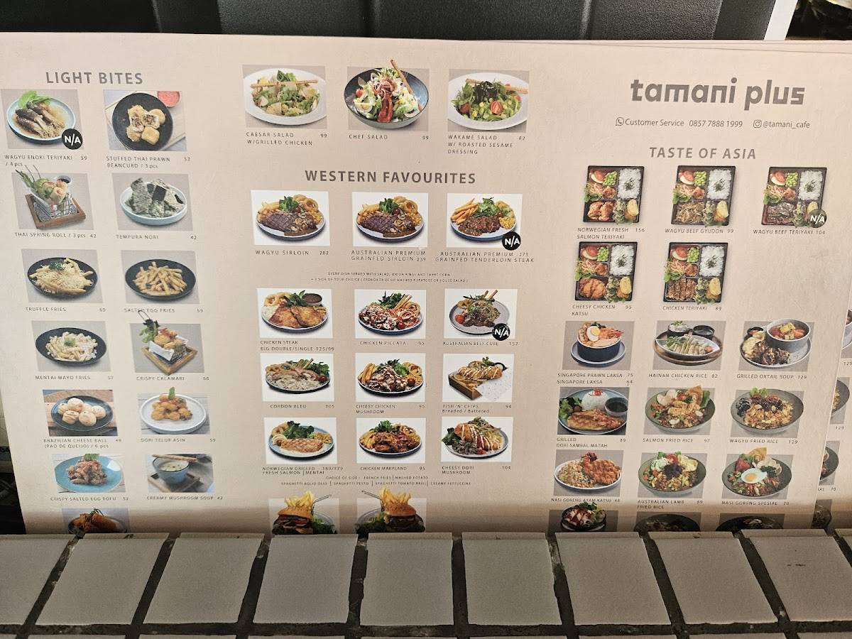 Menu at Tamani plus wtc 6 restaurant, South Jakarta, RT.8/RW.3