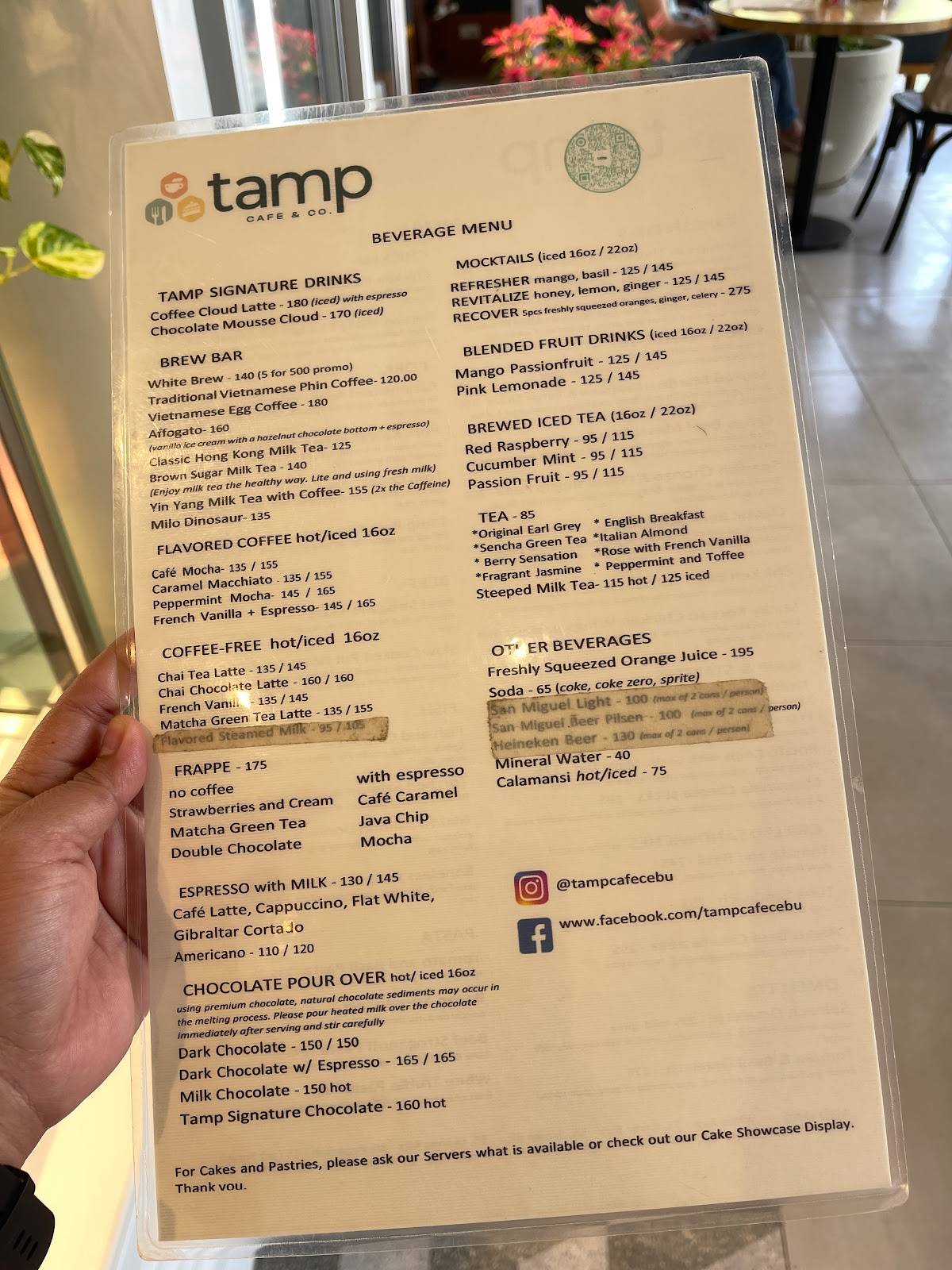Menu at Tamp Cafe & Co. KASAMBAGAN, Cebu City, 12 President Aguinaldo ...
