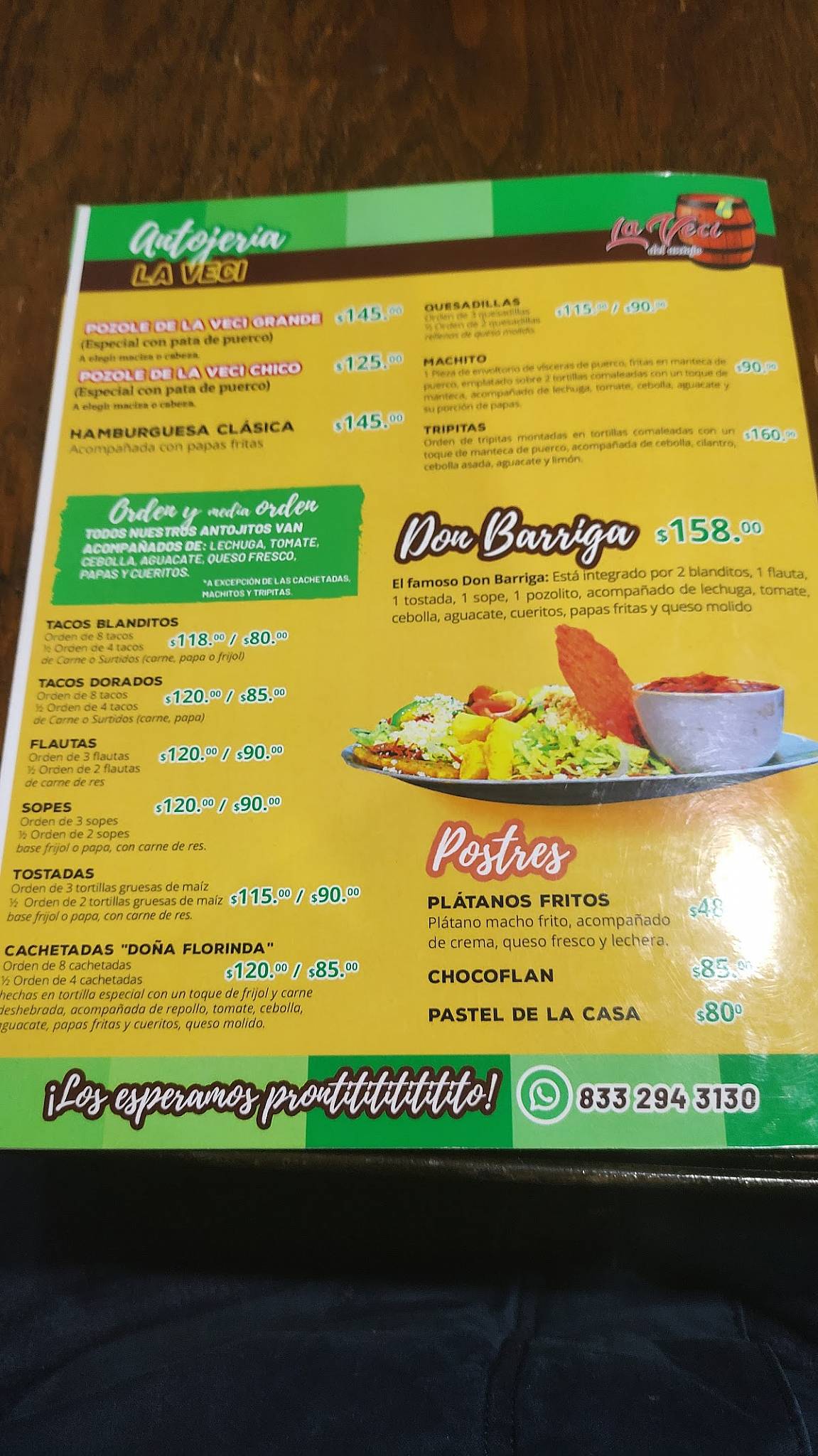 Menu at , Tampico