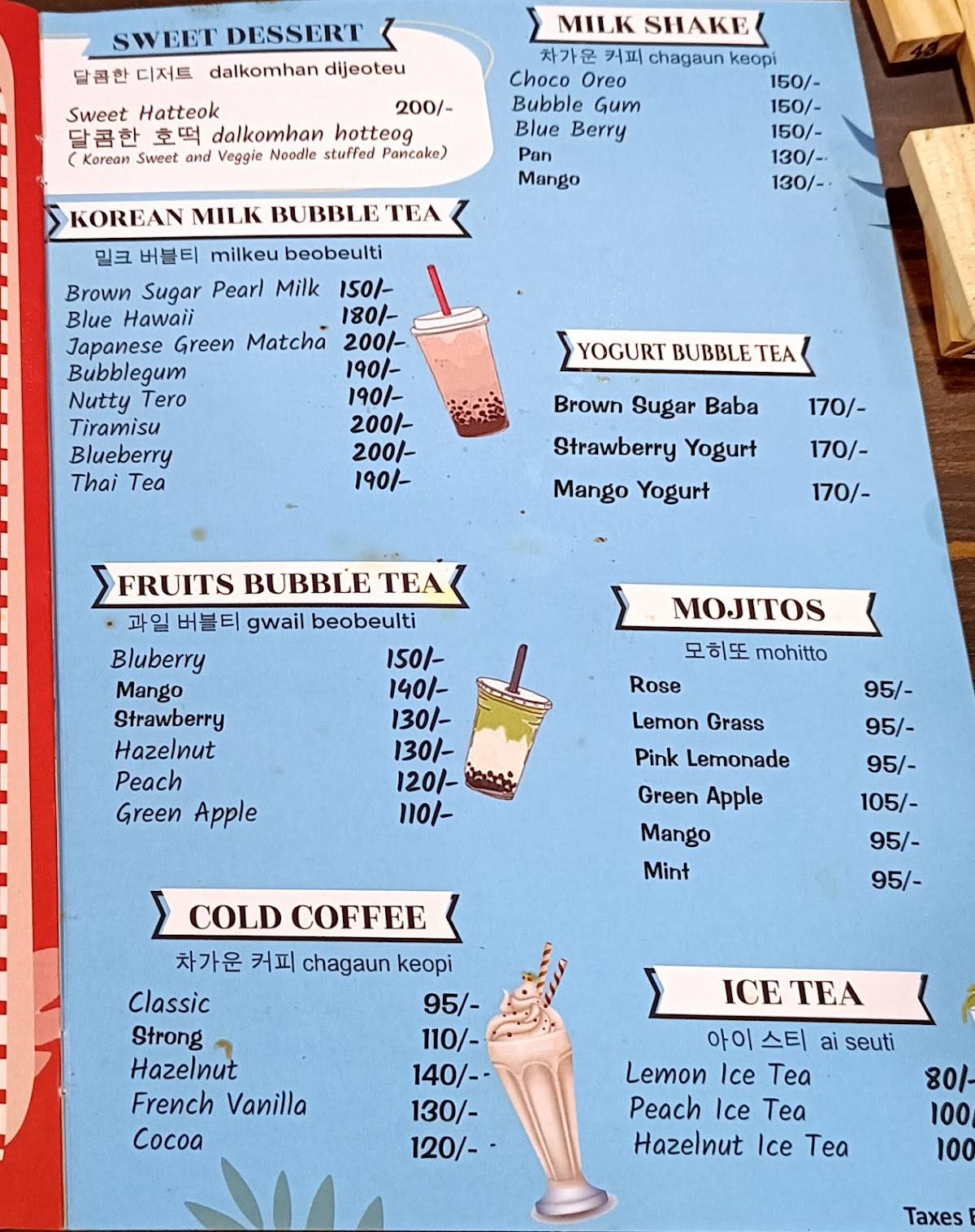 Menu at Taobao Corndog, Kanpur