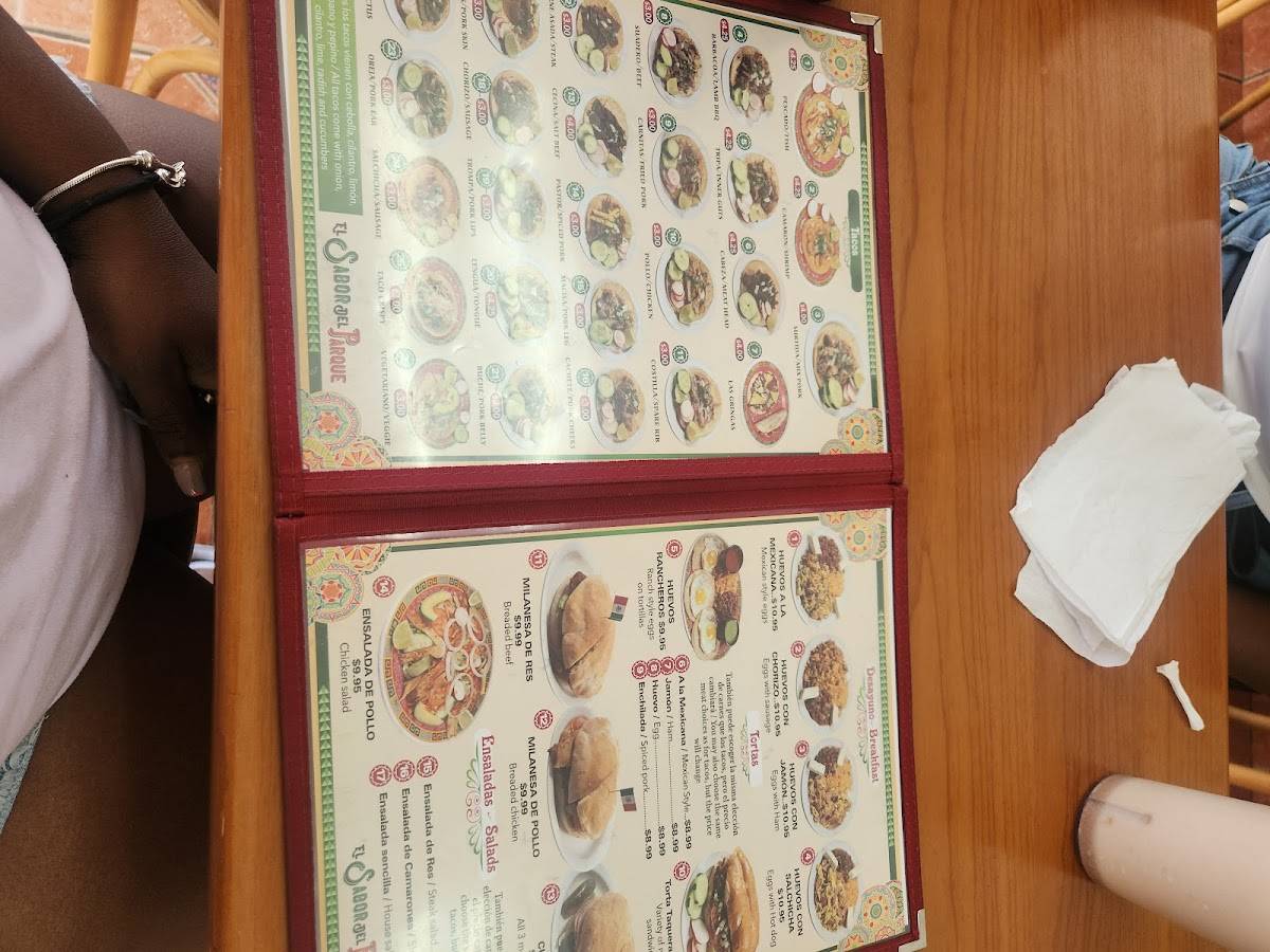 Carta del restaurante Taqueria El Sabor del Parque, Baltimore