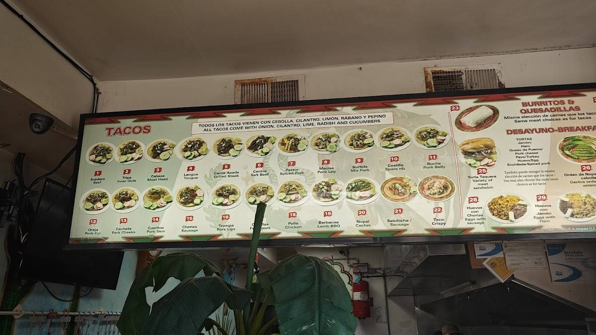 Carta del restaurante Taqueria El Sabor del Parque, Baltimore