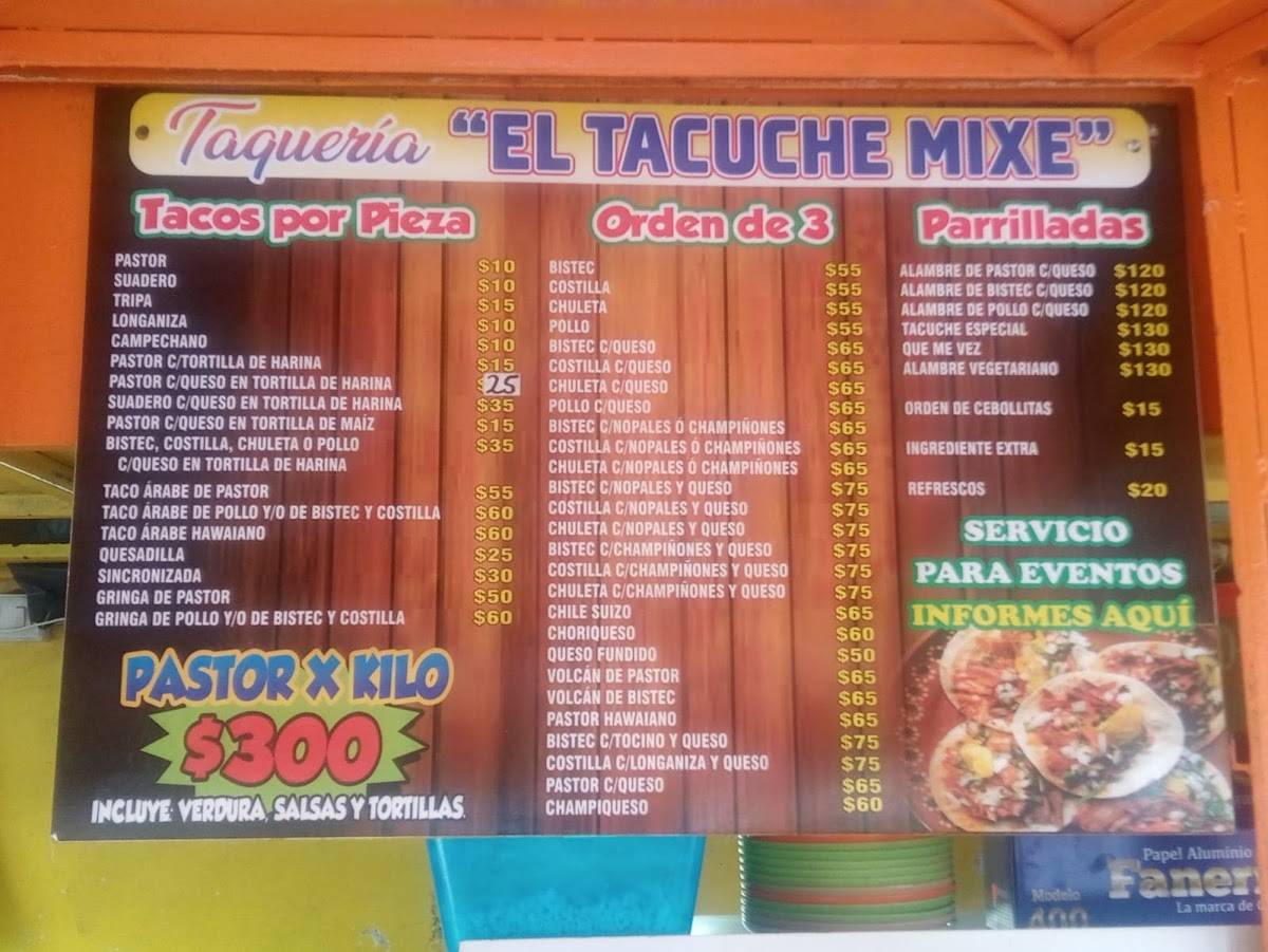 Carta del restaurante Taqueria "Tacuche Mixe", Ciudad del México