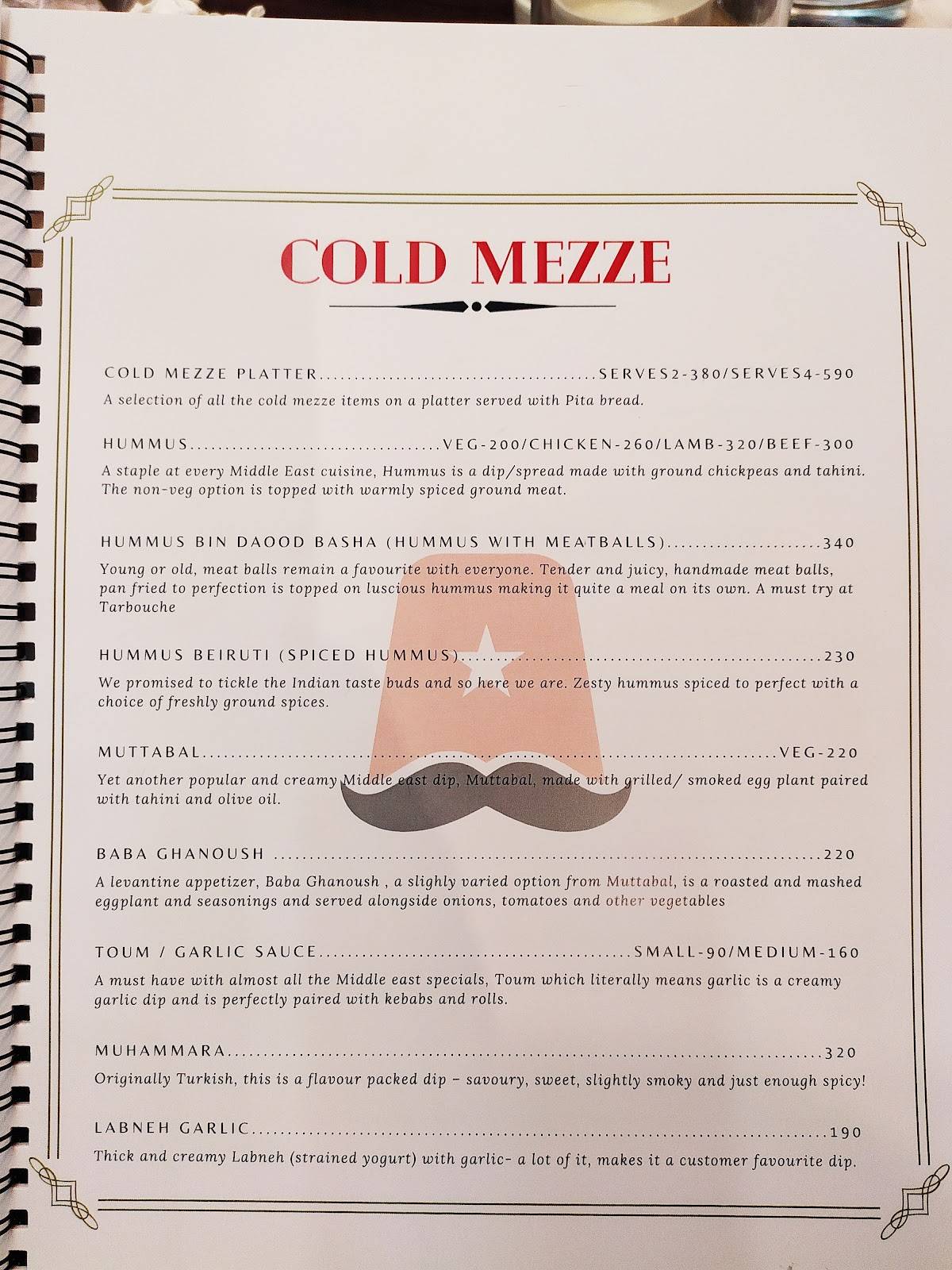Menu at Tarbouche Meet:Street, Kozhikode