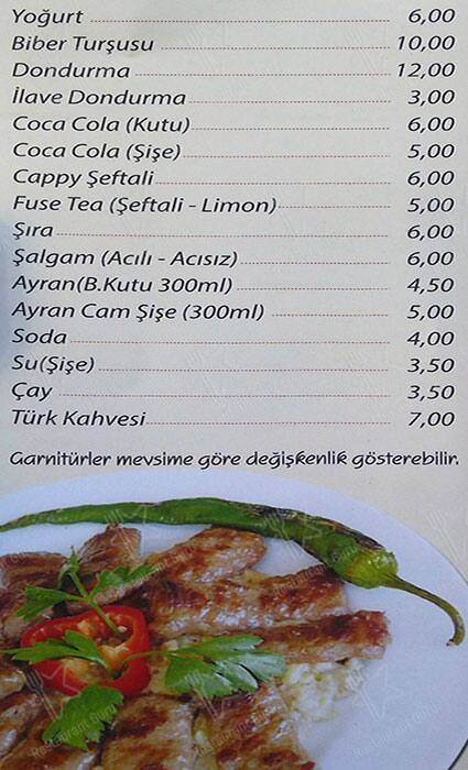 Menu at Tarihi Sultanahmet Koftecisi Selim Usta, Istanbul, Bağdat Cad ...