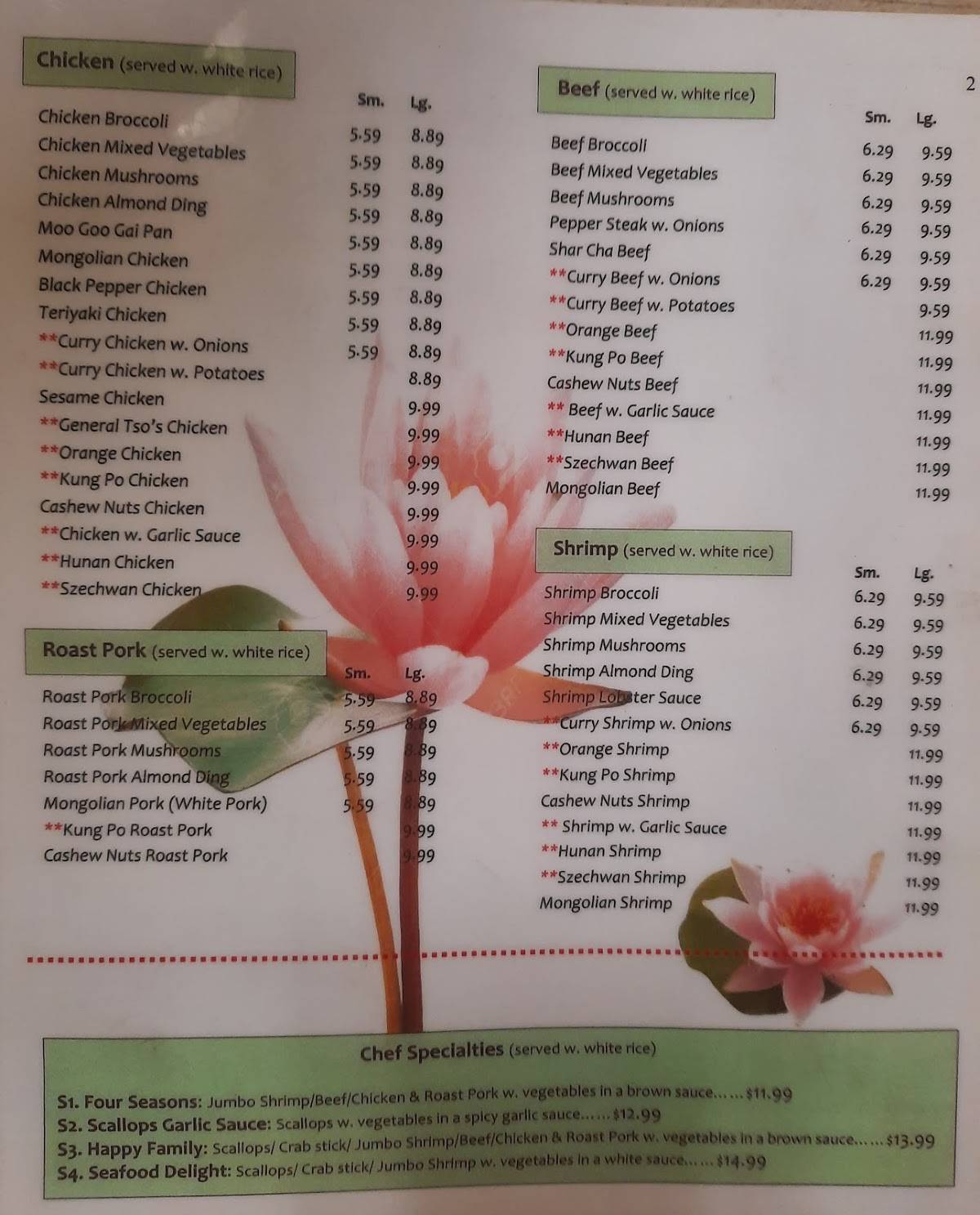 Menu at Taste of Asia Thai & Chinese restaurant, Mishawaka, N Main St
