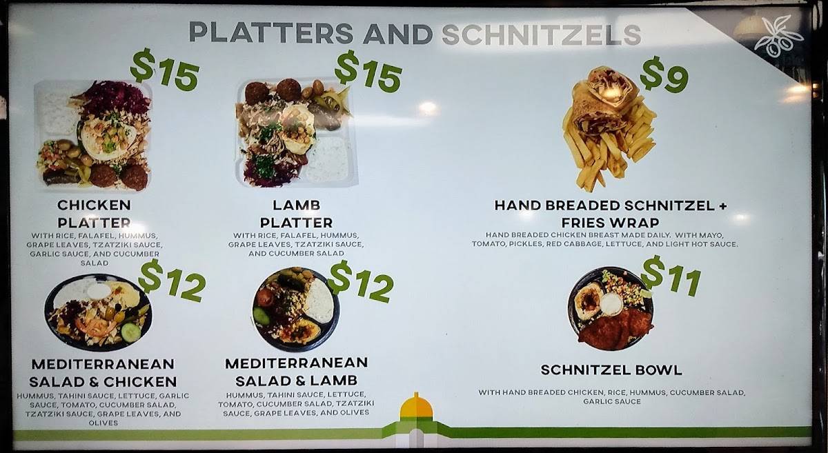Menu at Taste of Jerusalem restaurant, Fairborn