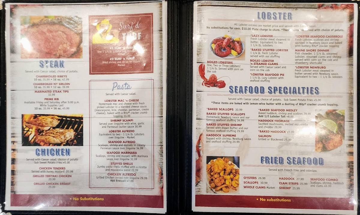 Menu at Taste of Maine Restaurant, Woolwich