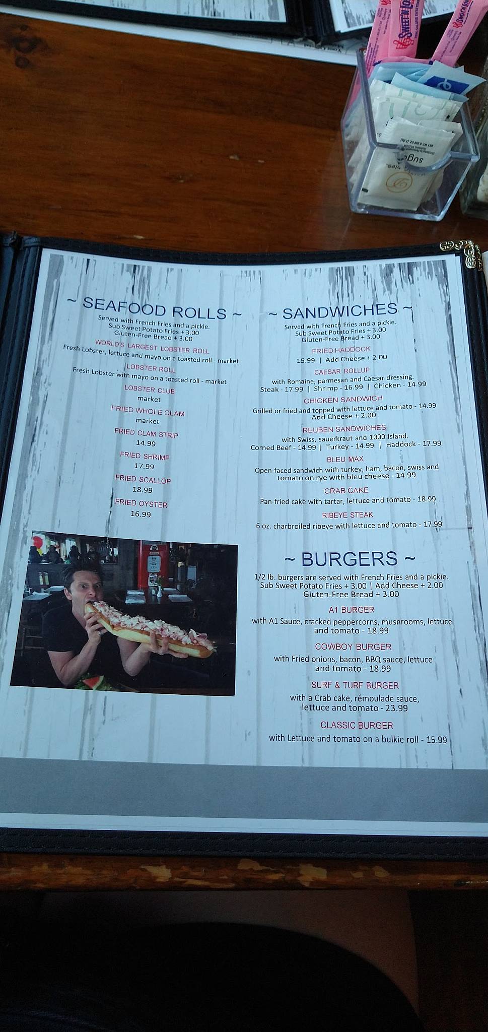 Menu at Taste of Maine Restaurant, Woolwich