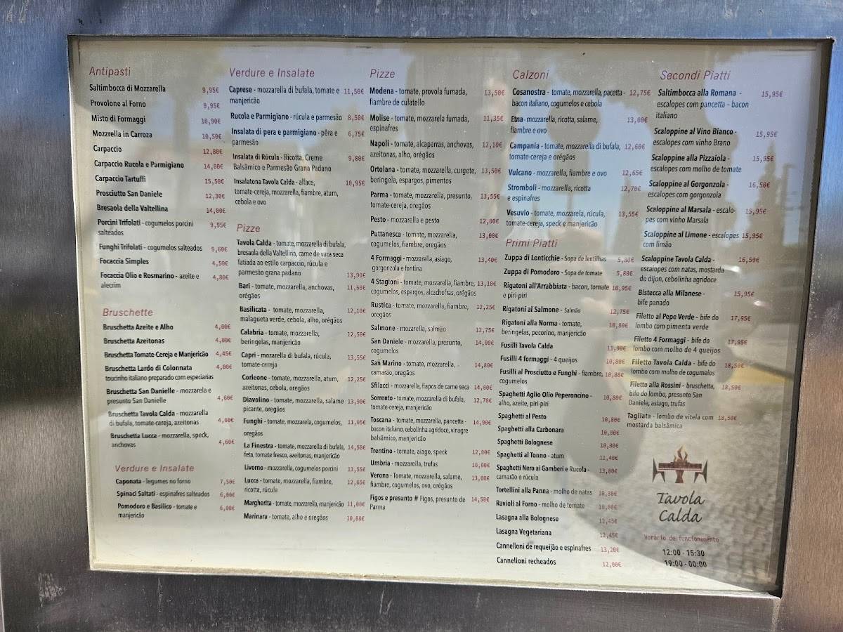 Menu em Tavola Calda restaurante, Algés, Praça 25 de Abril 7
