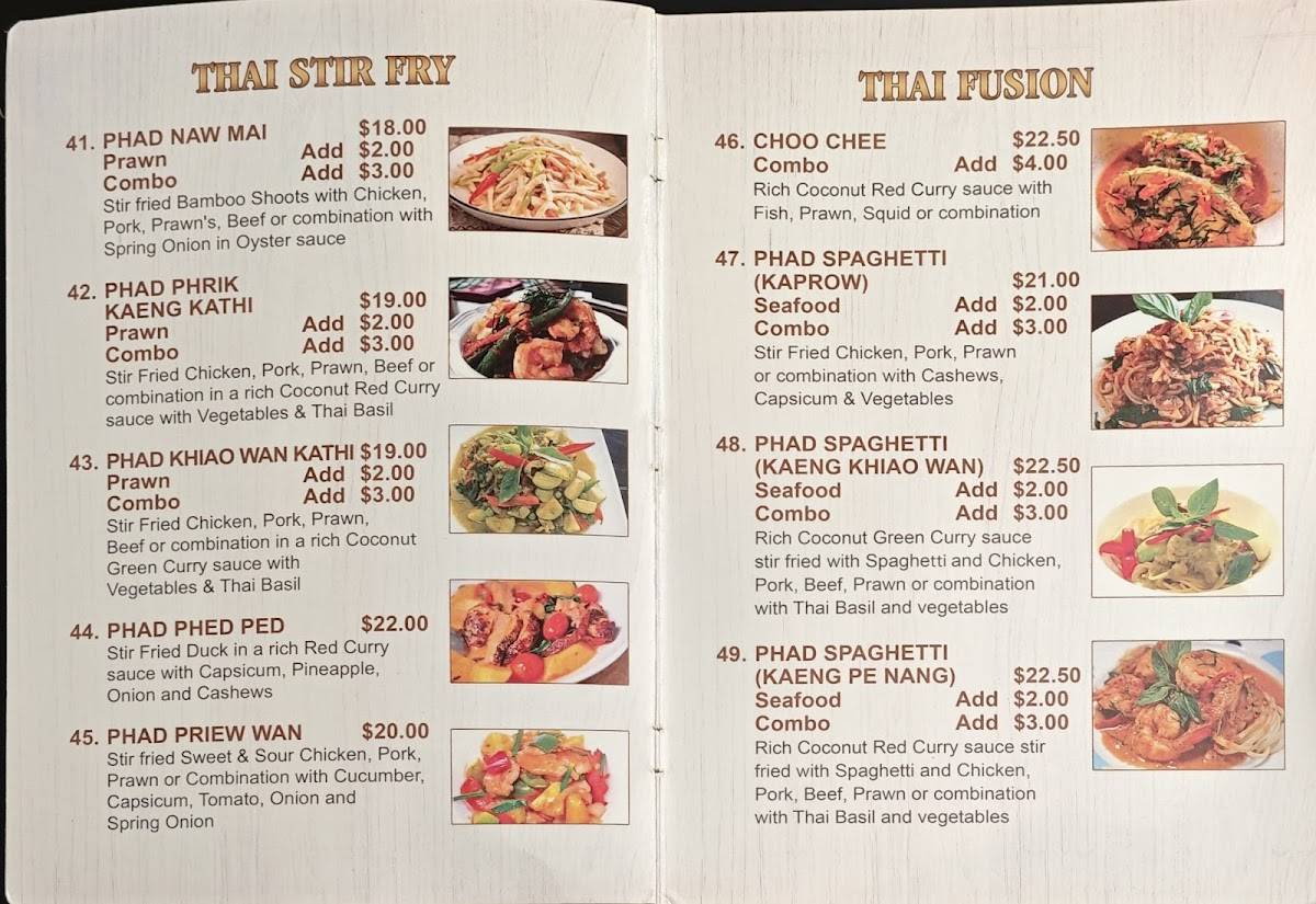Menu at Tawee Thai restaurant, Templestowe Lower, 18A Macedon Rd