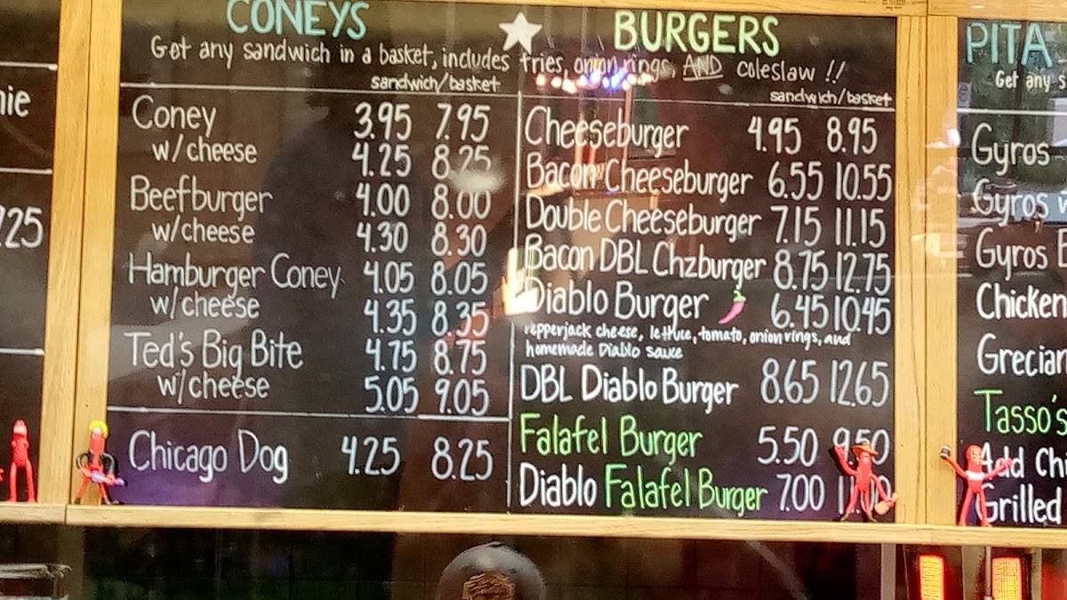 Menu at Ted's Coney Island restaurant, Des Moines