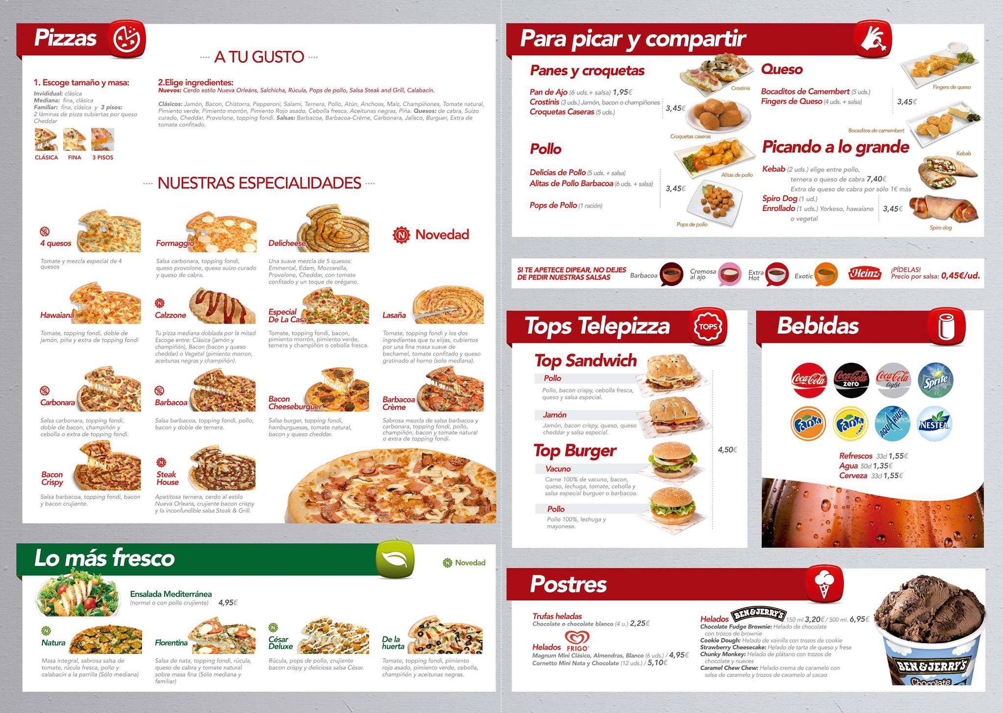 Carta del restaurante Telepizza Palma del Mallorca, La Riera - Comida a ...