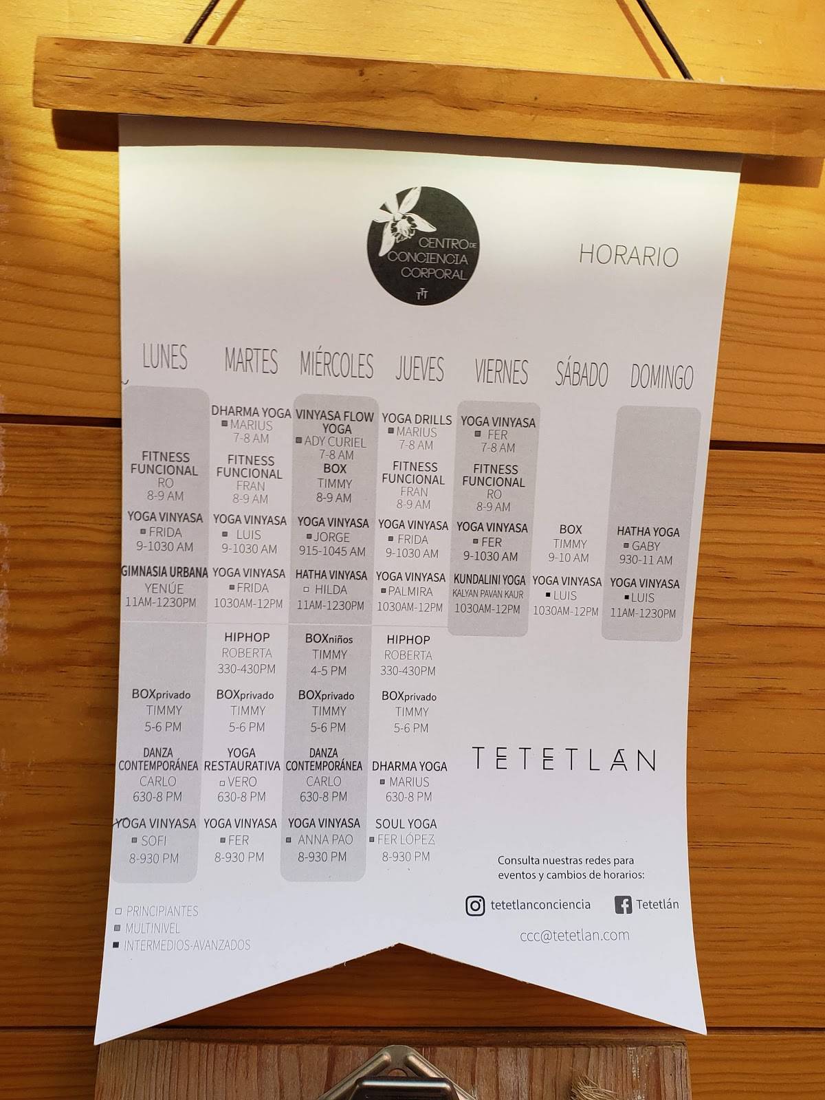 Carta del restaurante Tetetlán, Ciudad del México