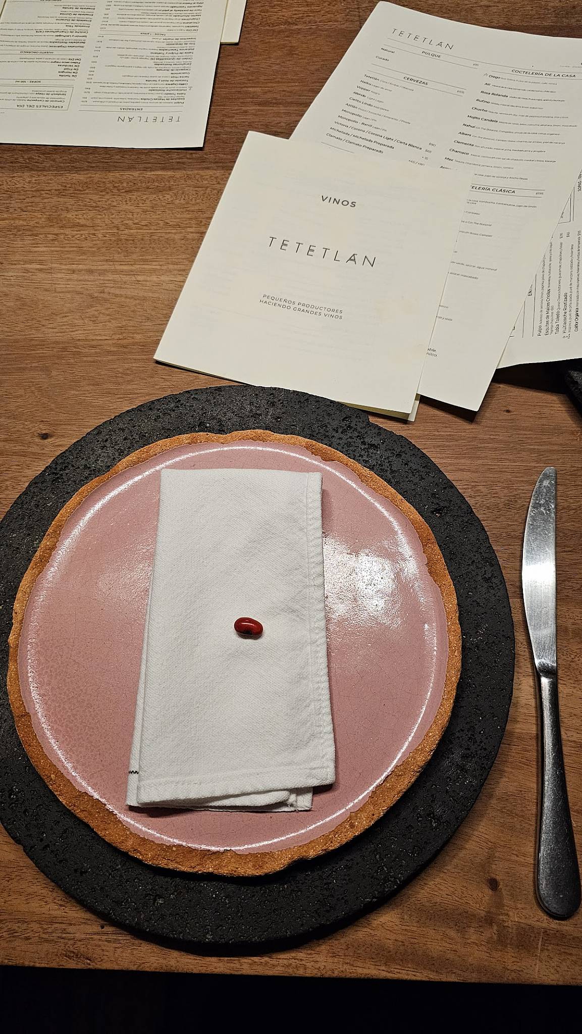 Carta del restaurante Tetetlán, Ciudad del México