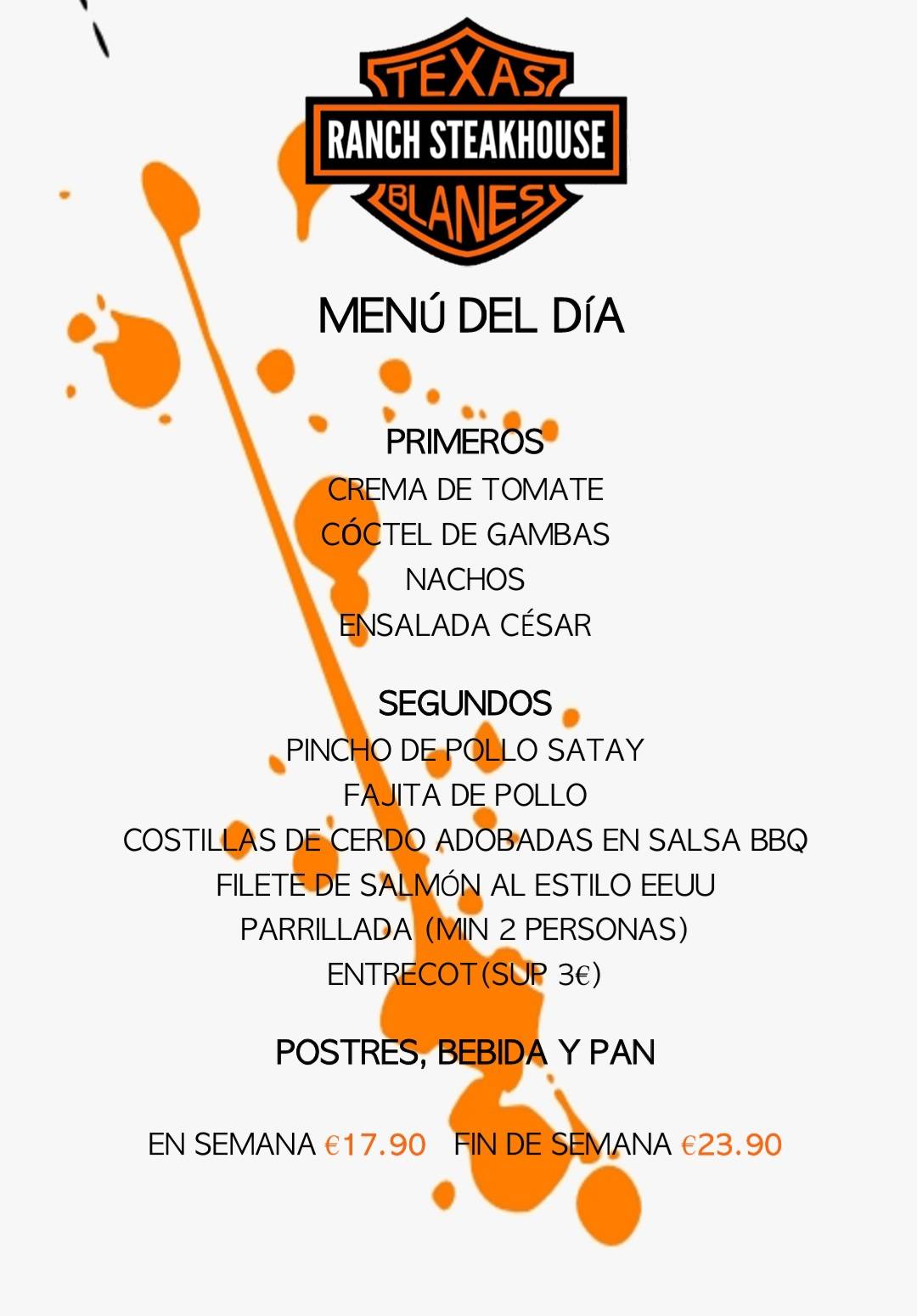 Menu at Texas Ranch Steakhouse Blanes, Blanes