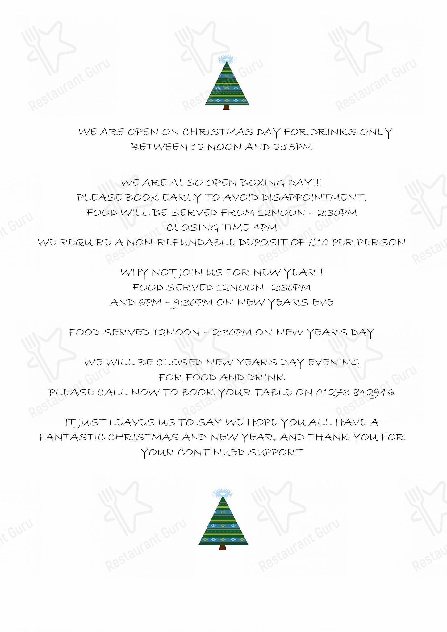 Menu at The Thatched Inn pub & bar, Hassocks