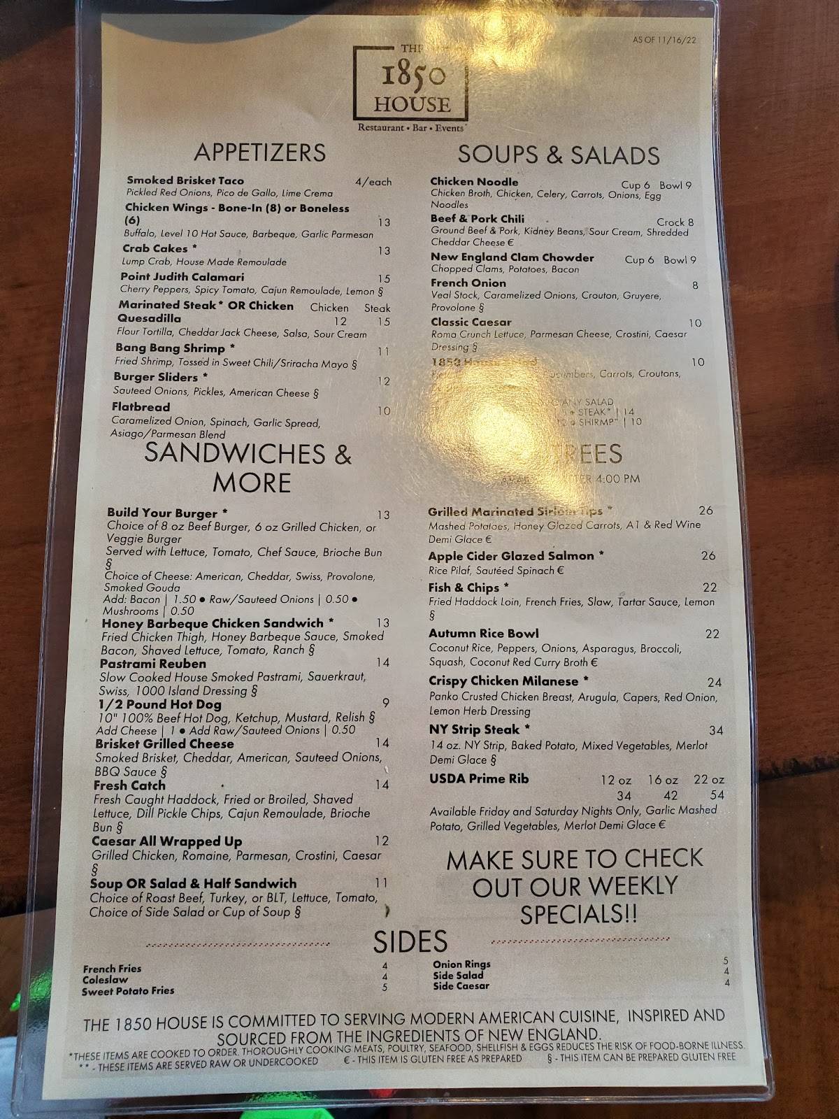 Menu at Brunch House 1850 restaurant, Southbury, 137 E Hill Rd