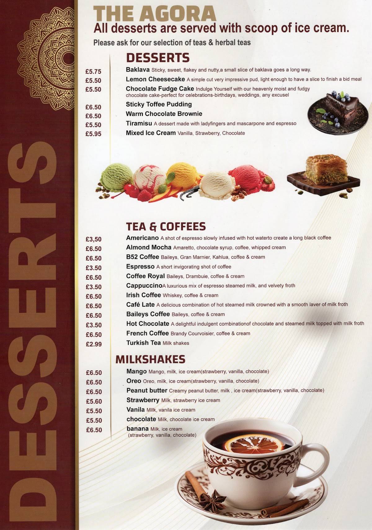 Menu at The AGORA Harrogate Authentic Greek and turkish cafe, Bar ...