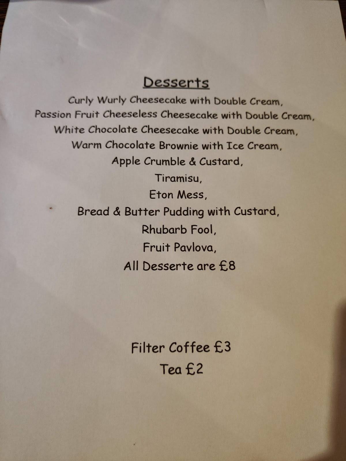 Menu at The Alfold Barn, Cranleigh