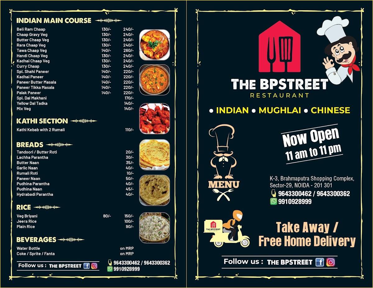 Menu at The BP Street, Noida