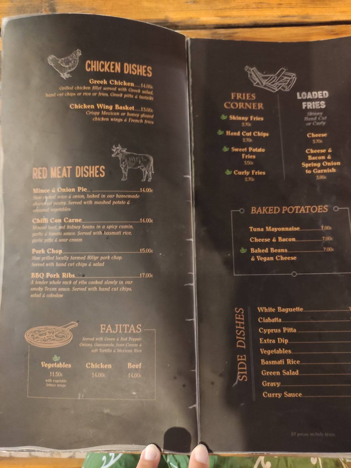Menu at The Baytree Bar, Pissouri