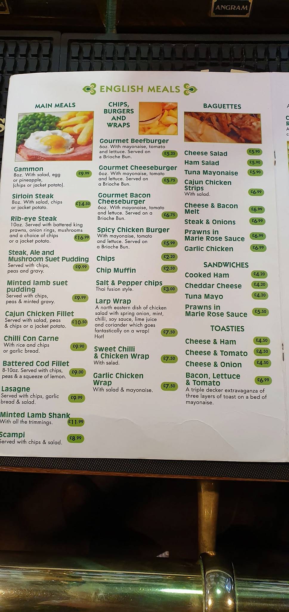 Menu at The Beehive pub & bar, Glossop