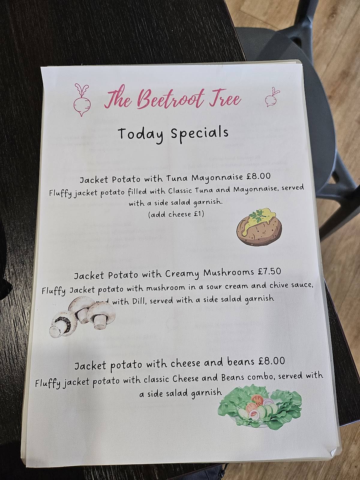 Menu at The Beetroot Tree cafe, Derby, Unit10