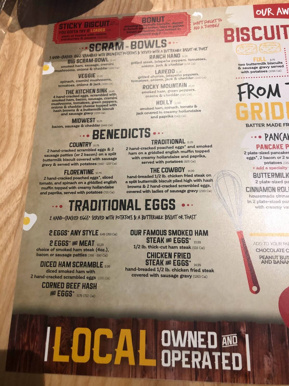 Menu at The Big Biscuit restaurant, Topeka