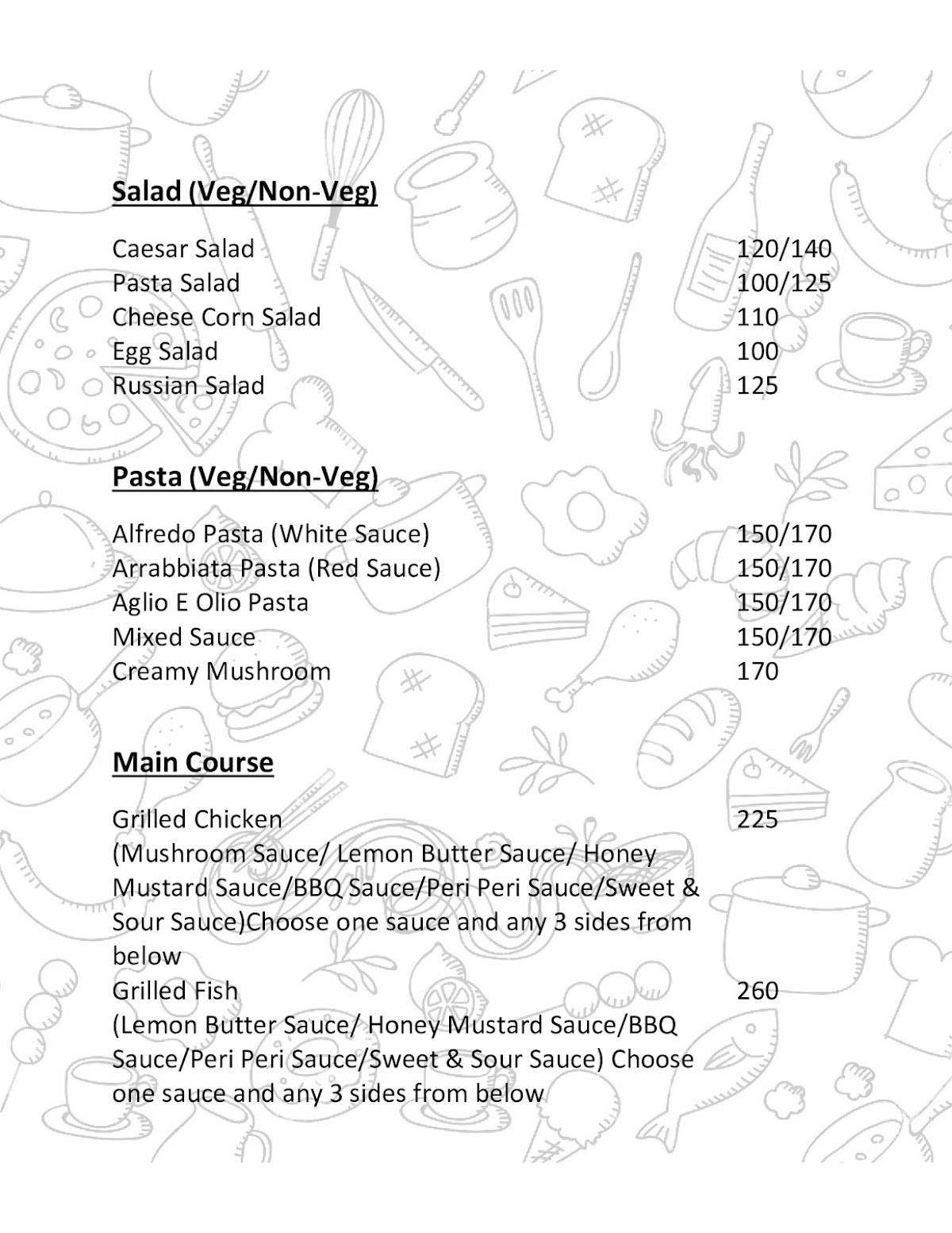 Menu at The Big Bong Theory, Howrah