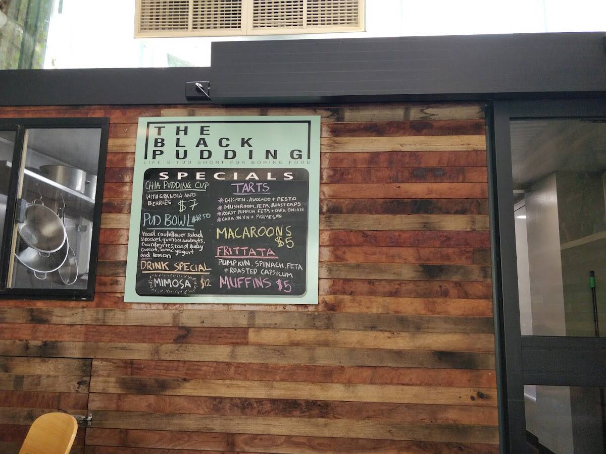 Menu at The Black Pudding Cafe, Echuca