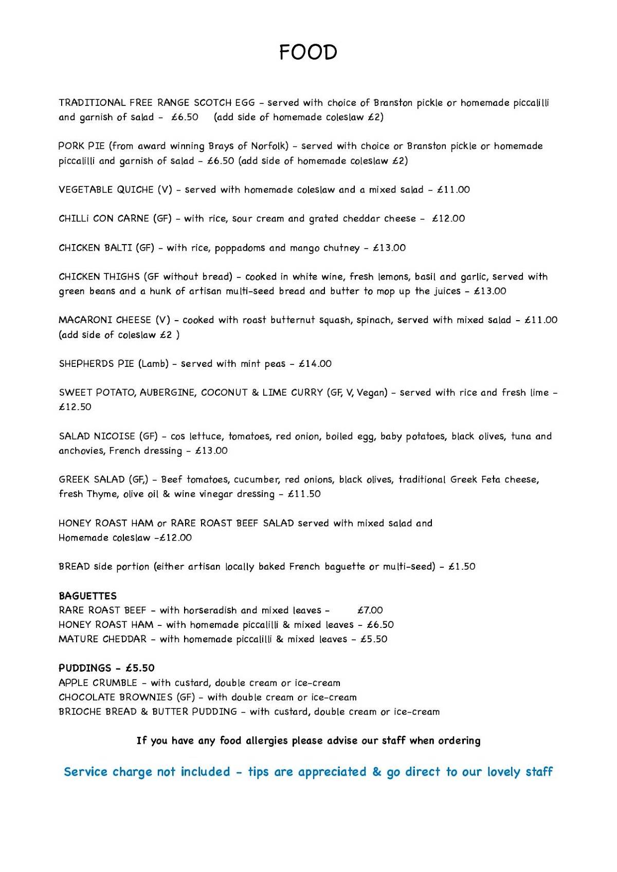 Menu at The Blue Ball Inn pub & bar, Grantchester