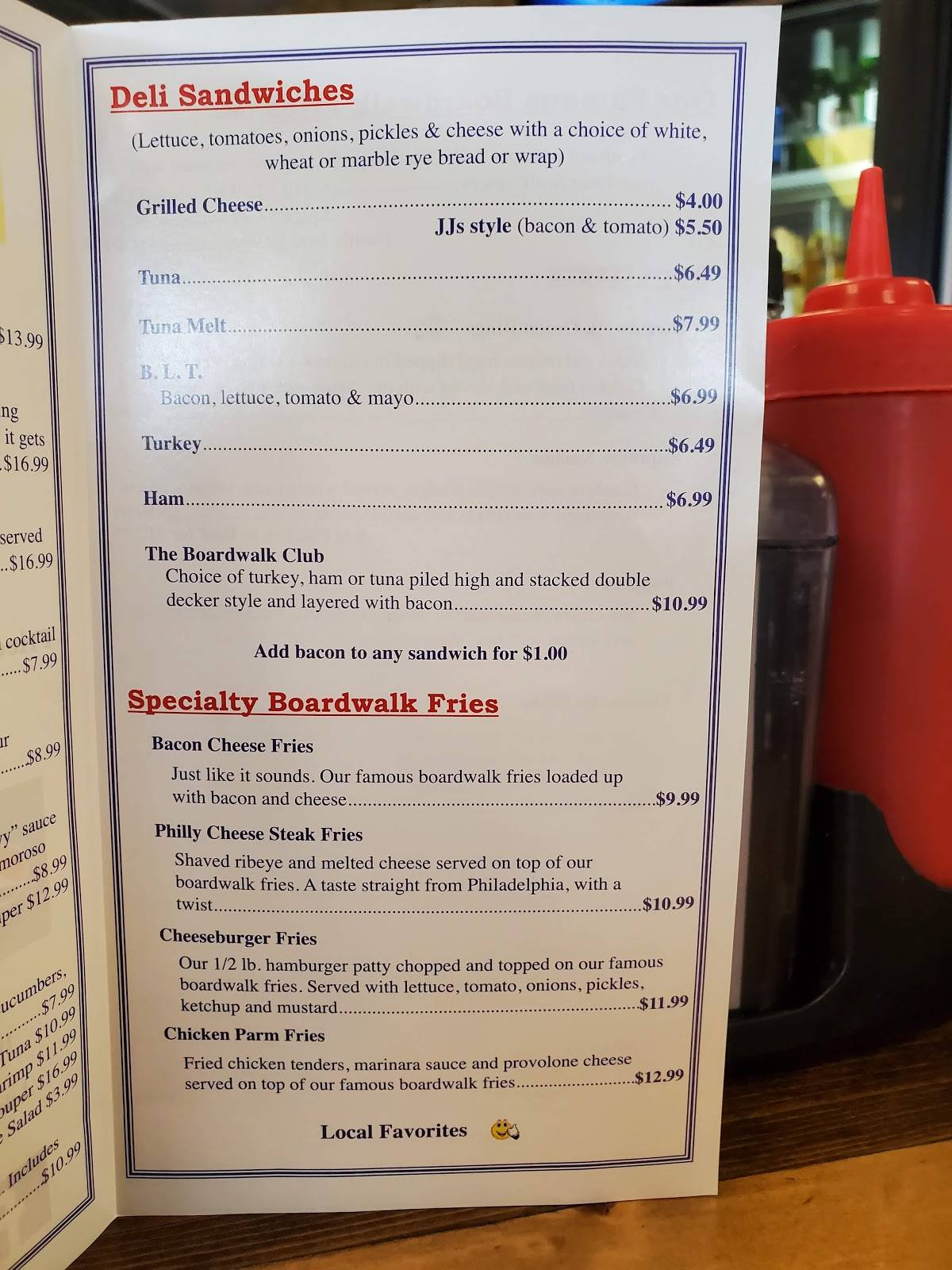 Menu at The Boardwalk Grill restaurant, Madeira Beach, 204 johns pass ...