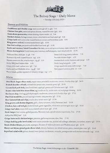 Menu at The Bolney Stage pub & bar, Bolney