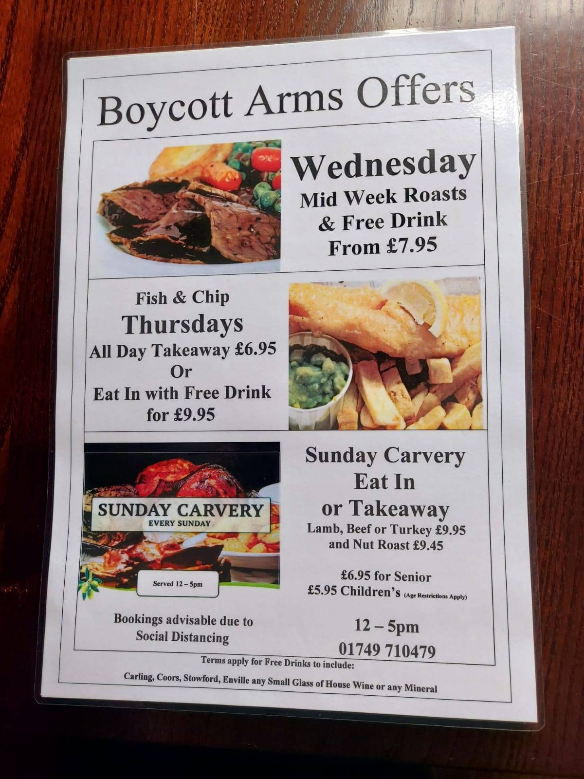 Menu at The Boycott Arms pub & bar, Claverley