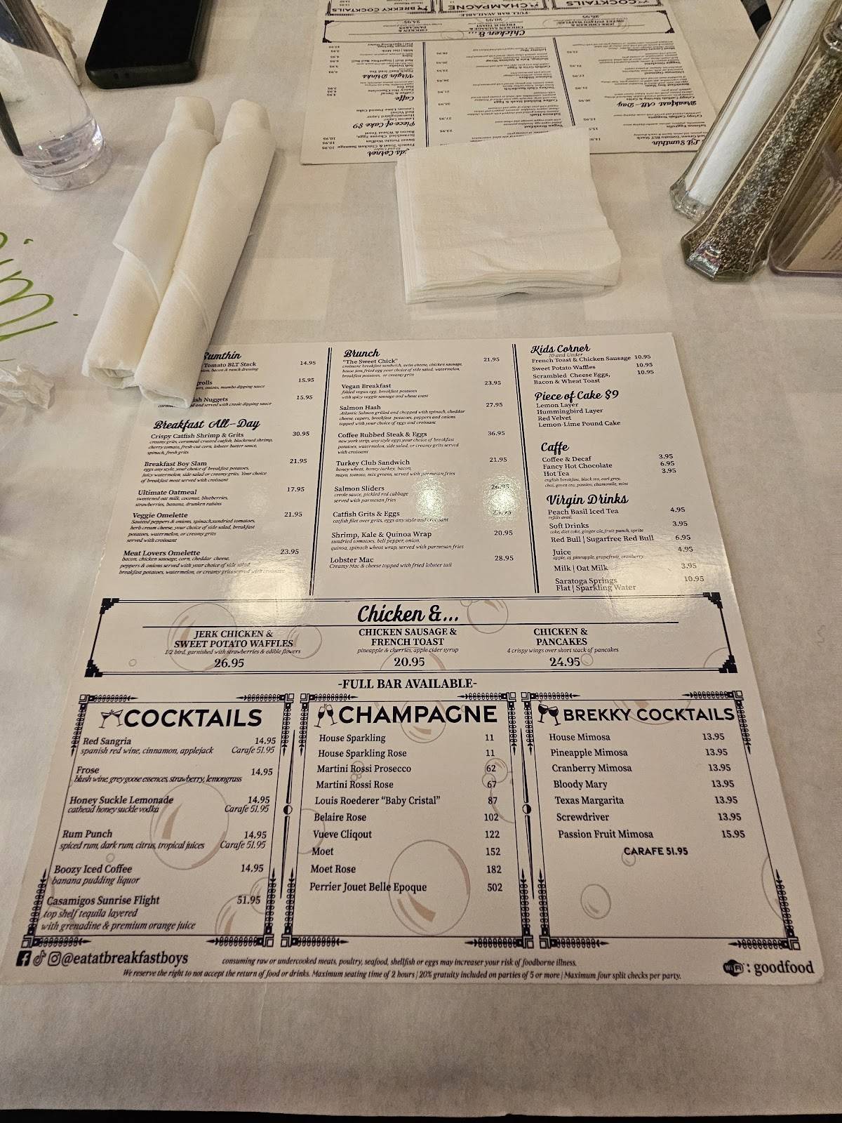 Menu at The Breakfast Boys restaurant, College Park