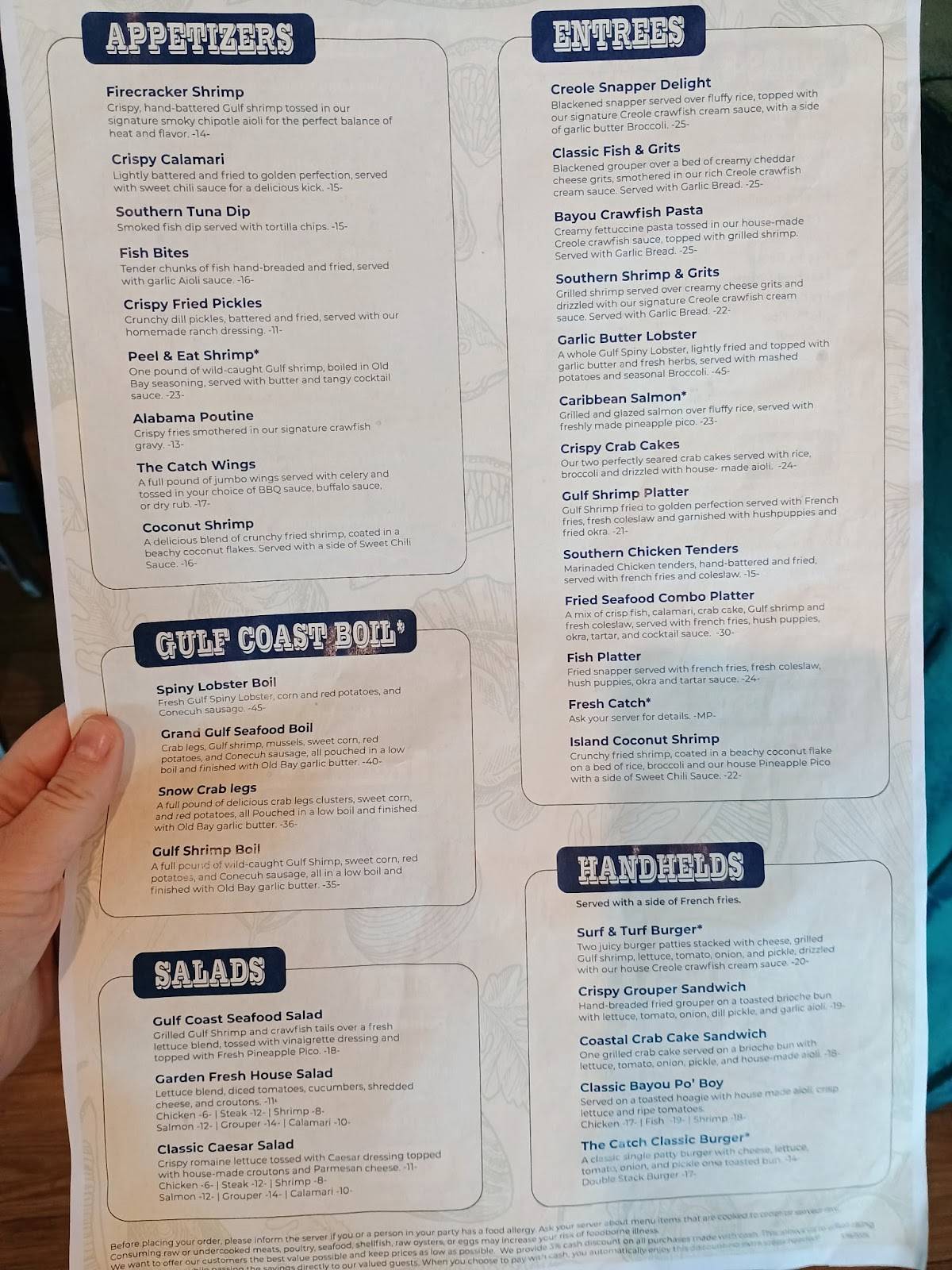Menu at The Catch pub & bar, Gulf Shores