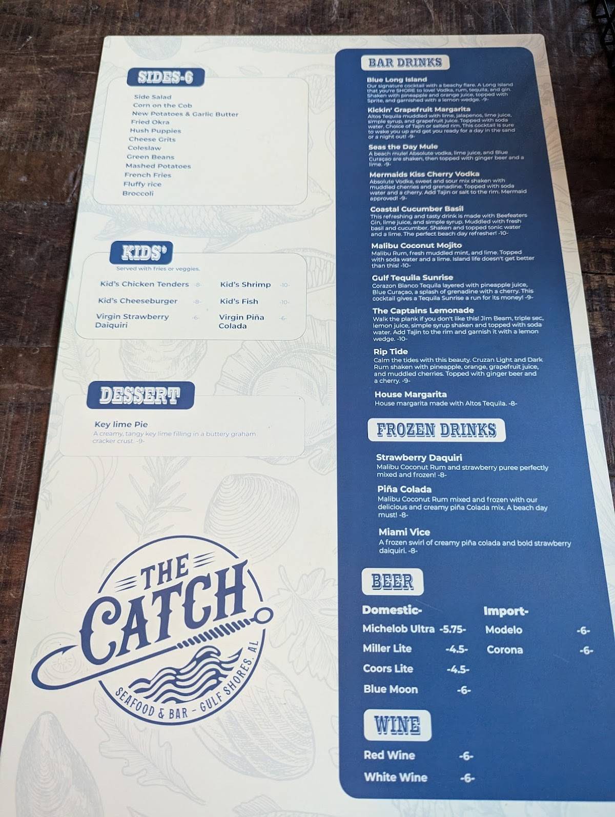 Menu at The Catch pub & bar, Gulf Shores