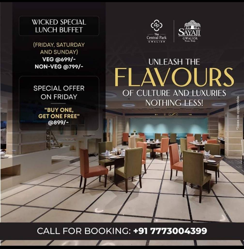 Menu at The Central Park Hotel, Gwalior