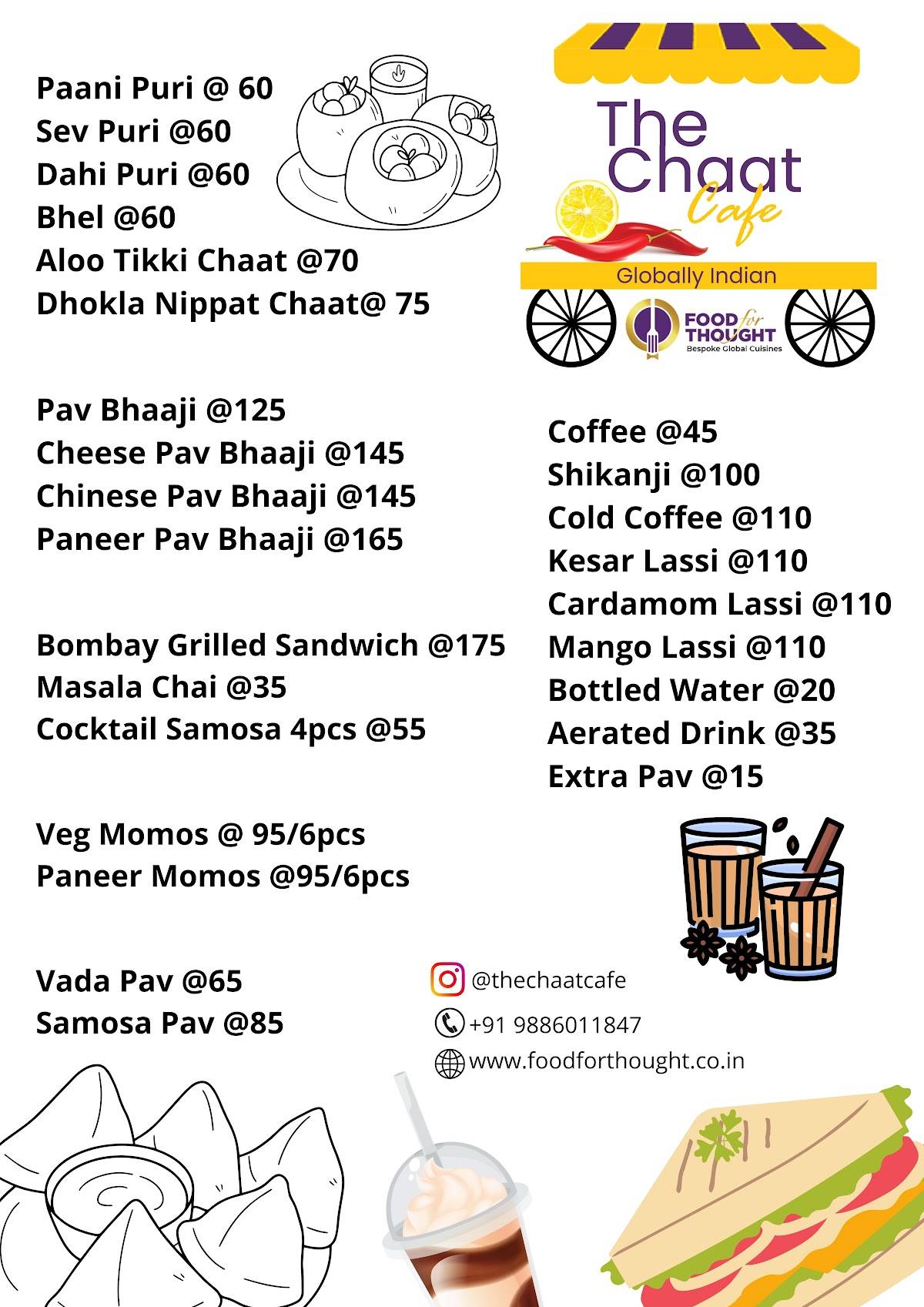 Menu at The Chaat Cafe, Bengaluru