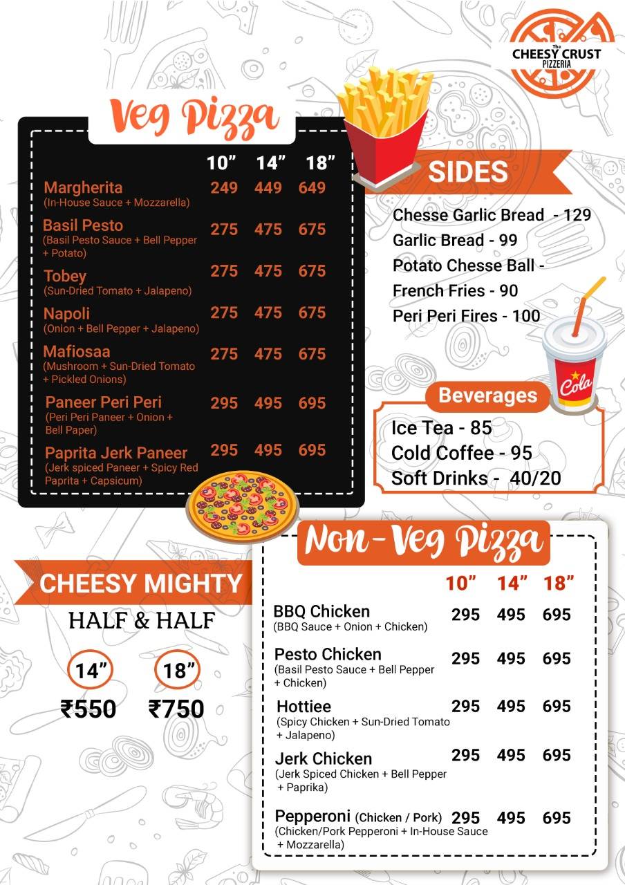 Menu at The Cheesy Crust Pizzeria- Best pizza in wakad/pimple nilakh, Pune