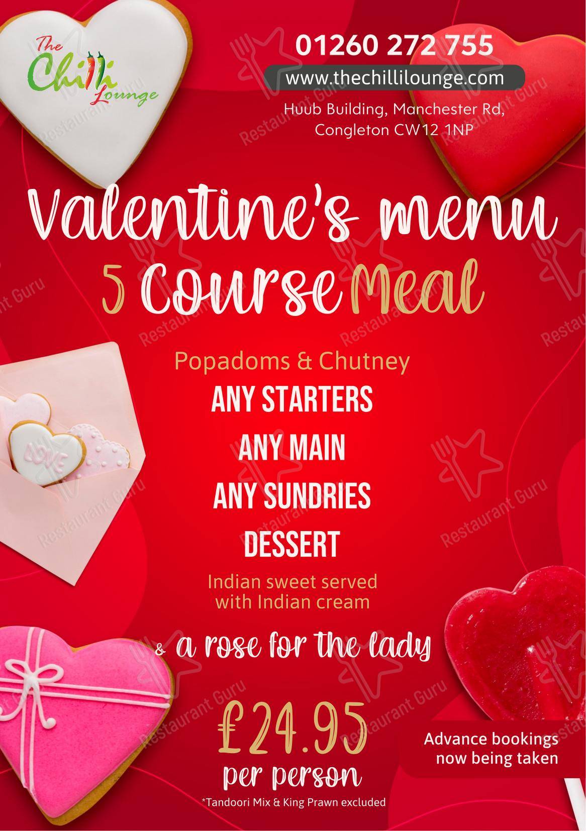 Menu at The Chilli Lounge restaurant, Congleton