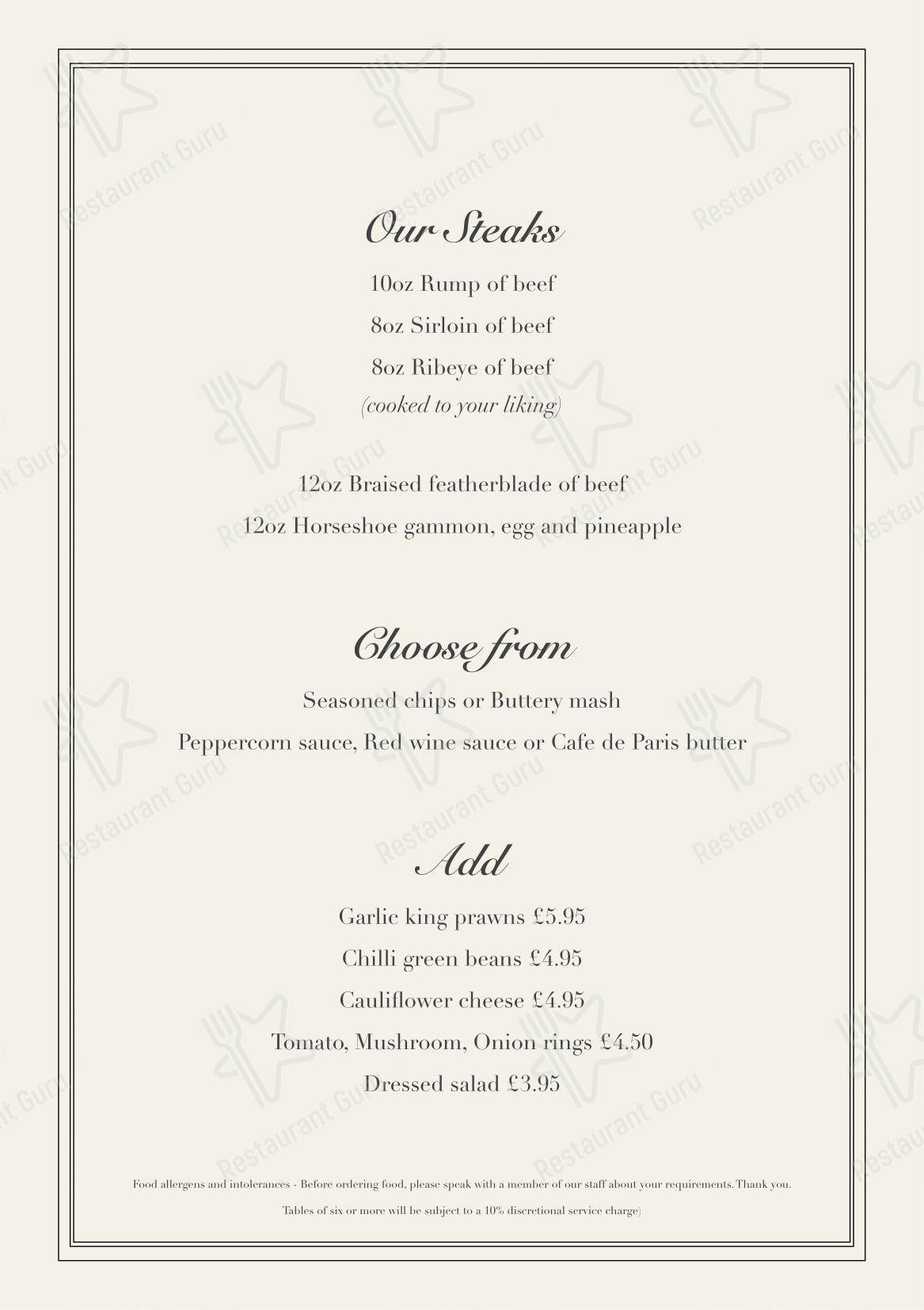 Menu at The Church Inn pub & bar, Cheadle, 90 Ravenoak Rd