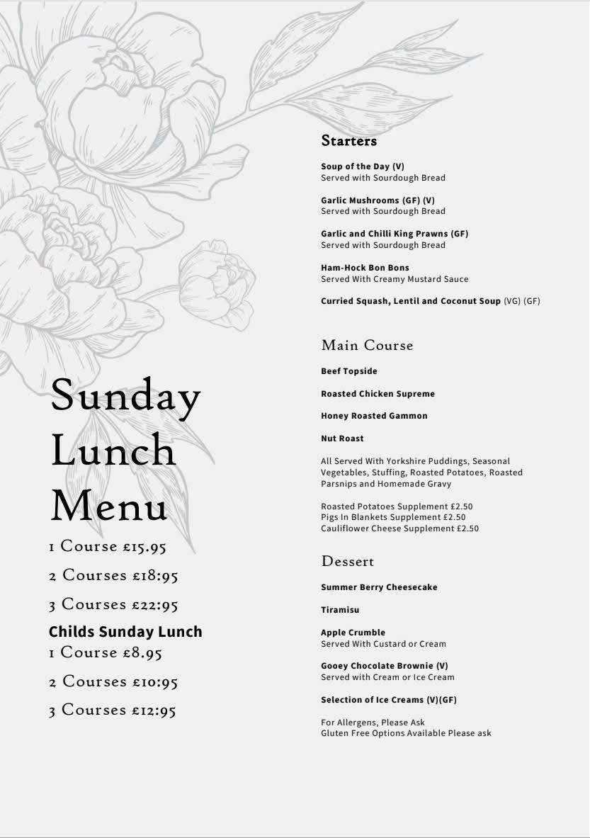 Menu at The Church Inn pub & bar, Blackwood, Bedwellty Rd