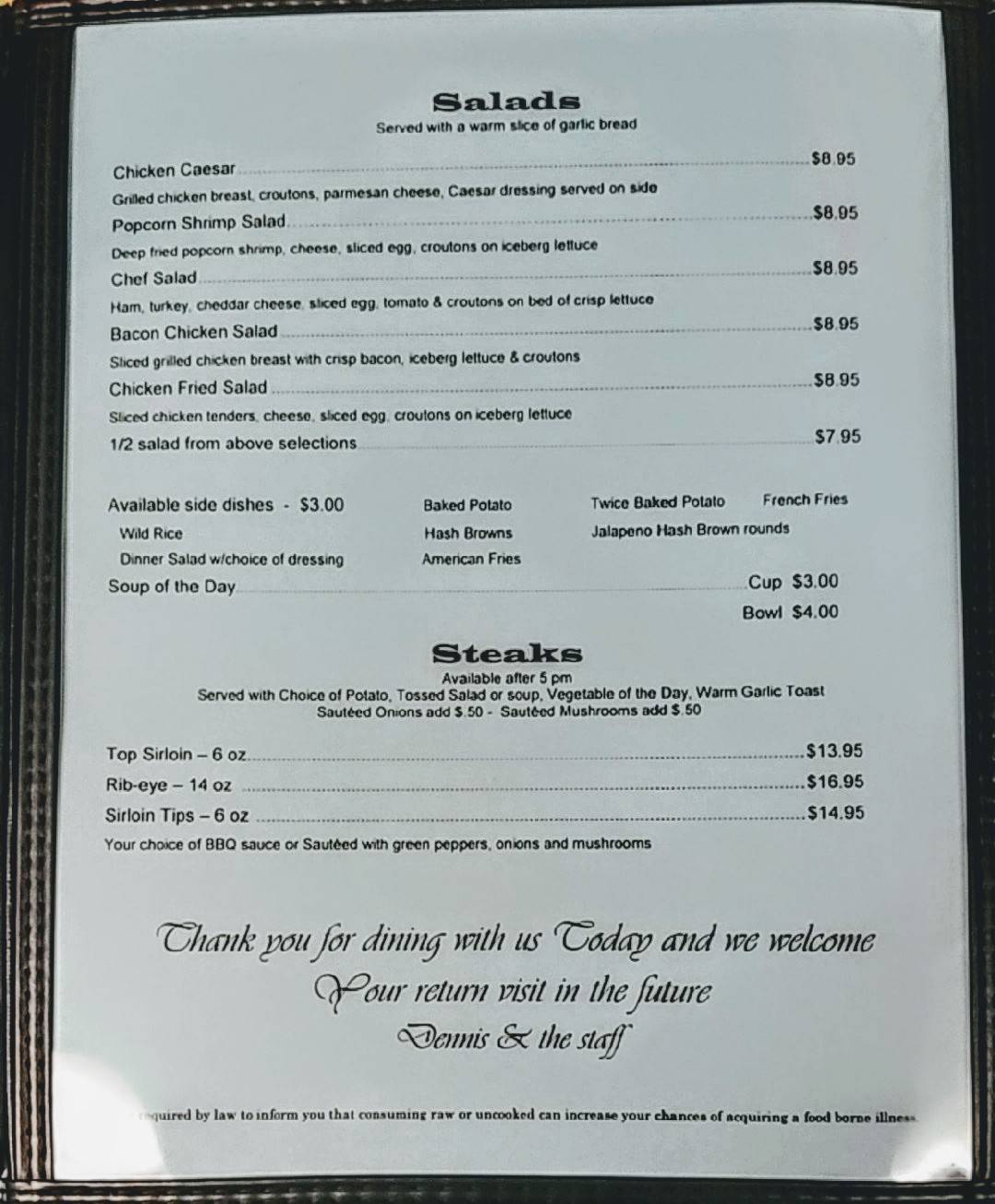 Menu at The Club 1883 / Knights of Columbus, Jamestown